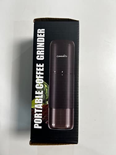 Portable Electric Burr Coffee Grinder: CONQUECO Small Coffee Bean Grinding Machine - Rechargeable Stainless Conical Burr Grinders with Multiple Grind Settings, 20g (with Brush)