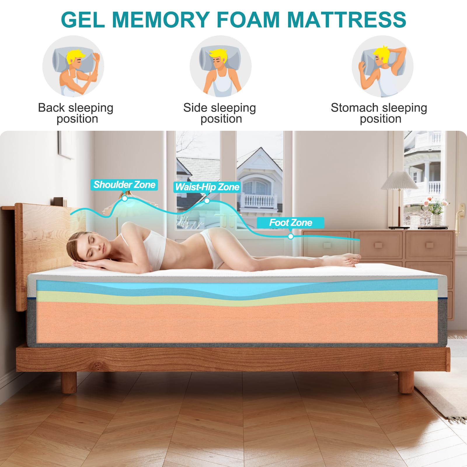 Twolike Full Mattress 10 Inch Full Gel Memory Foam Mattress,Full Size Mattress in a Box, Medium Firm, Mattresses Full Size 75"*54"*10"