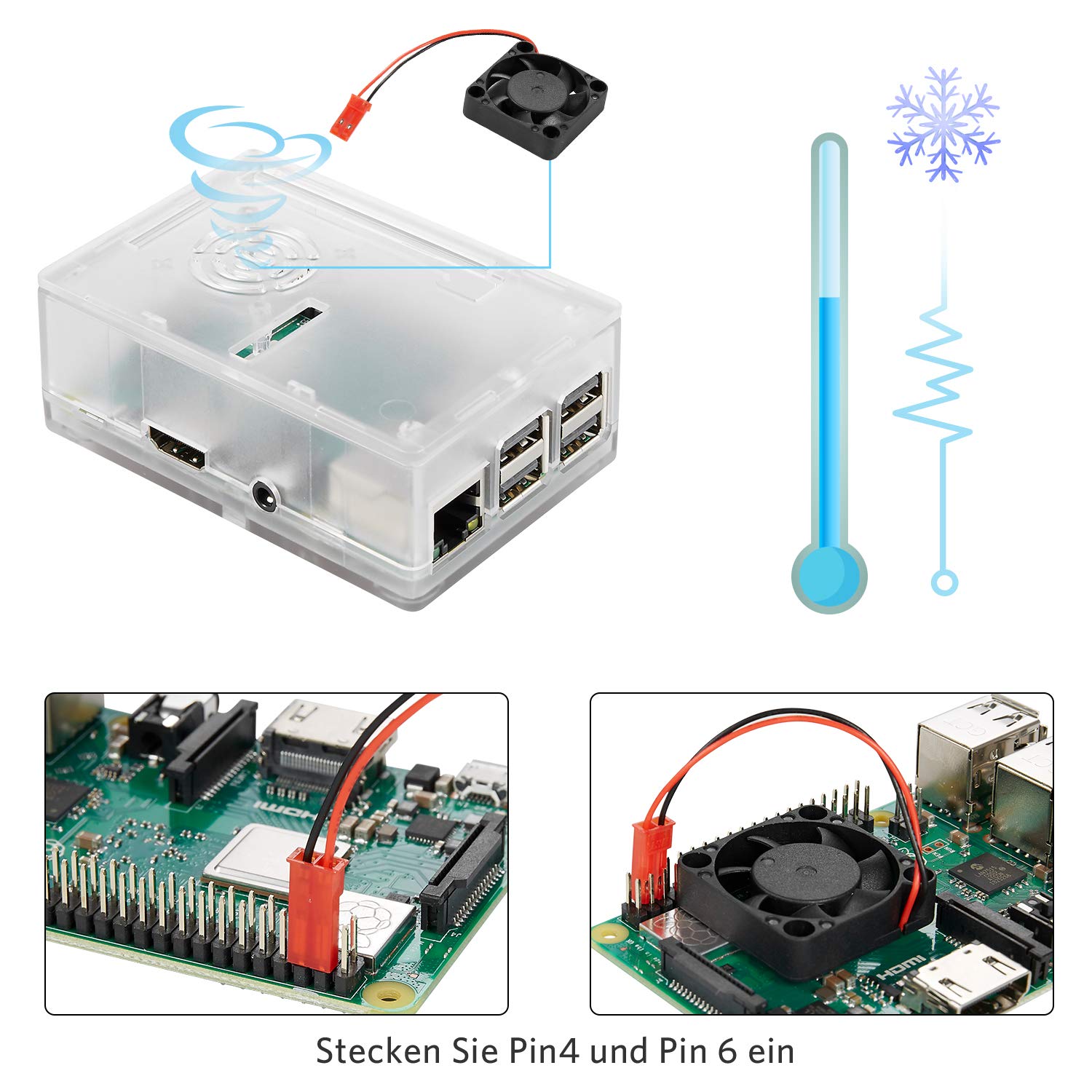 RasTech Pi 3 Model B Starter Kit with 32GB Card HD Cable Network Cable 5V 3A Power Supply with ON/Off Case Cooling Fan, 3 Heatsinks Card Reader Screwdriver