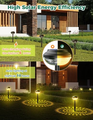 Staffzille Solar Pathway Lights 8 Pack, Solar Lights Outdoor Waterproof IPX5, 200lm Brightness Up to 10 Hours Auto On/Off Decorative Solar Lights for Outside Garden, Landscape, Yard, Patio, Driveway