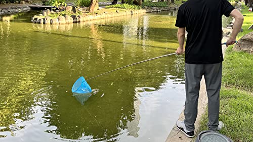 Pool Skimmer Net with Adjustable 106 Inches Lightweight Telescopic Pole Leaf Skimmer Mesh Rake Net for Spa Pond Swimming Pool, Pool Cleaner Supplies,Detachable net and hooks Great choice for gifts