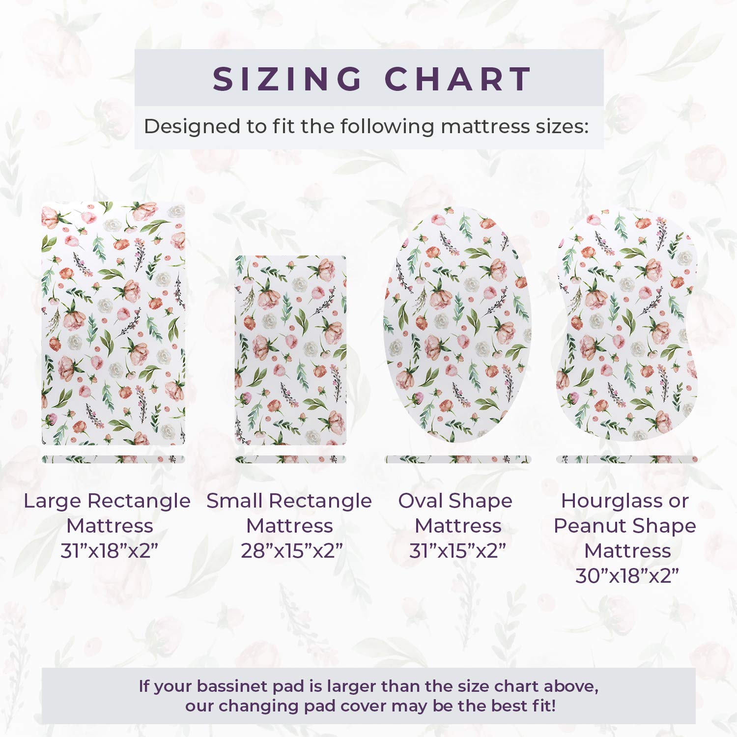 Pobibaby - 2 Pack Premium Bassinet Sheets for Standard Bassinets - Ultra-Soft Premium Knit, Stylish Floral Pattern, Safe and Snug for Baby (Allure)