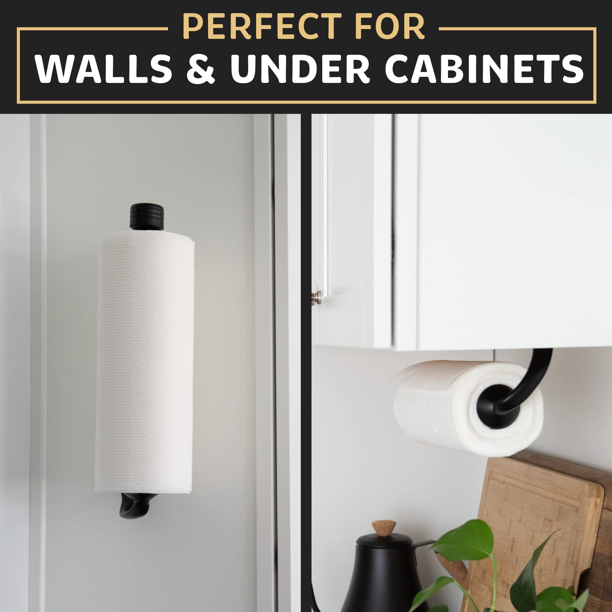 One Handed Tear Wall Mounted & Under Counter Paper Towel Holder Dispenser - Stainless Steel Wall Mount Paper Towel Holder - Easy to Install Horizontally or Vertically - Hardware Included โ 11 Inches
