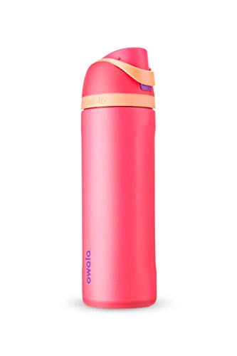 Owala FreeSip Insulated Stainless Steel Water Bottle with Straw for Sports and Travel, BPA-Free, 24-Ounce, Hyper Flamingo