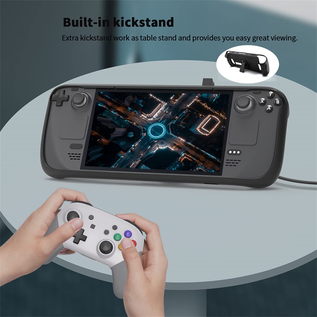 Protective Case for Steam Deck 7pcs Case Set Tpu Cover With Stand Touchpad Button Stickers Game Accessories Compatible For Steam Deck dropshipping