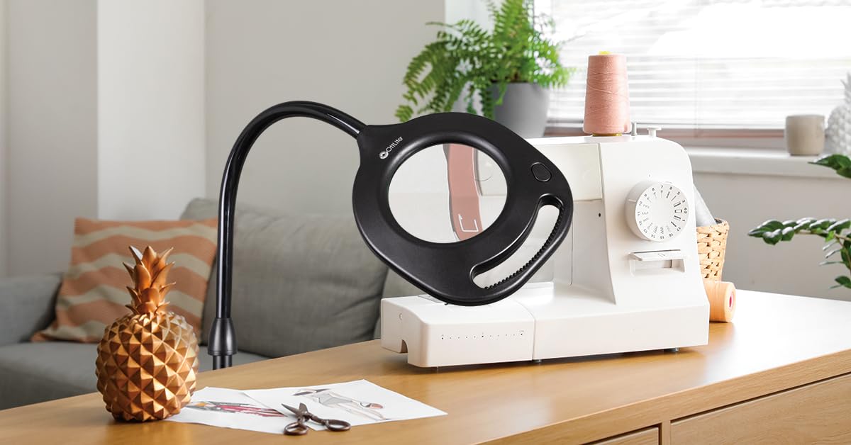 OttLite 2-in-1 LED Magnifier Floor and Table Light | Task Lamp, Craft Lamp | 2X Optical Grade Magnifier, 4X Spot Magnifier, Natural Daylight LEDs | Home, Office, Workshop, Dorm