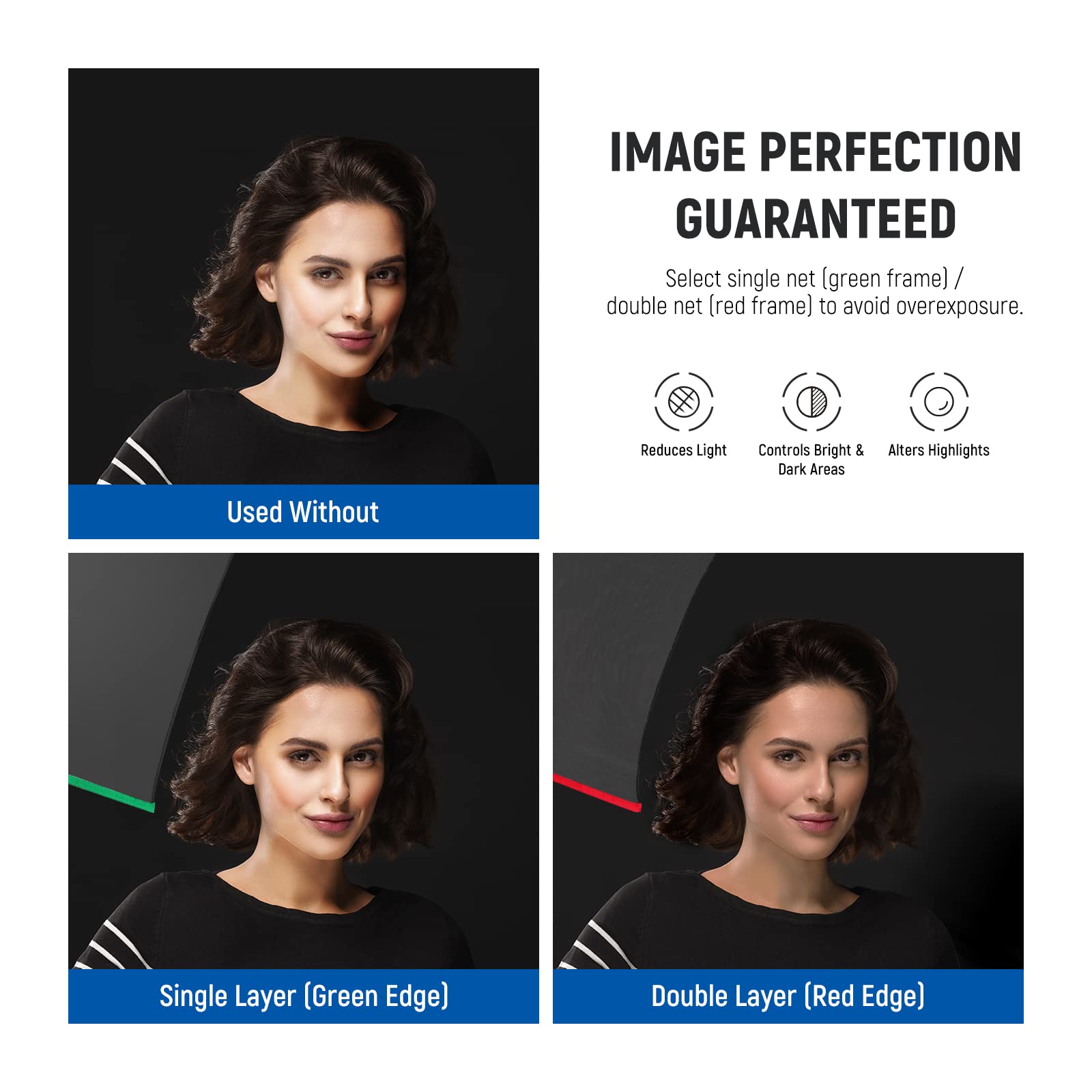 NEEWER Foldable Scrim Flag Kit, 24x36in/60x90cm 5 in 1 Photography Flag Panel Lighting Reflector Diffuser Light Modifier Shaper for Soft, Diffused & Light Effects, Carry Bag Included, SF6090F