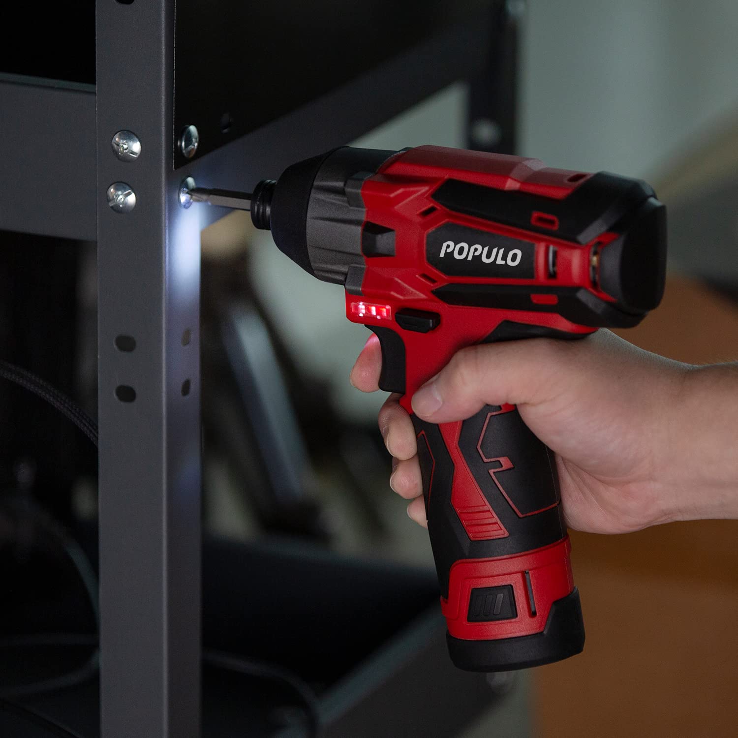 POPULO 12V Max Lithium-ion Cordless Combo Kit (3-Tool), Power Drill Driver, 1/4 in. Impact Driver, Power Rotary Tool Combo Kit with 2.0Ah Batteries (2-Pack), Charger and Tool Bag