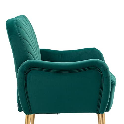 Tennozu Cute Elegant Loveseat Couch, Accent Sofa Convertible Futon Sofa Bed, Modern Golden Leg Love Seat Sofa, Small Loveseats Living Room Velvet Sofas, Stylish, Chic (Green, Single Sofa)