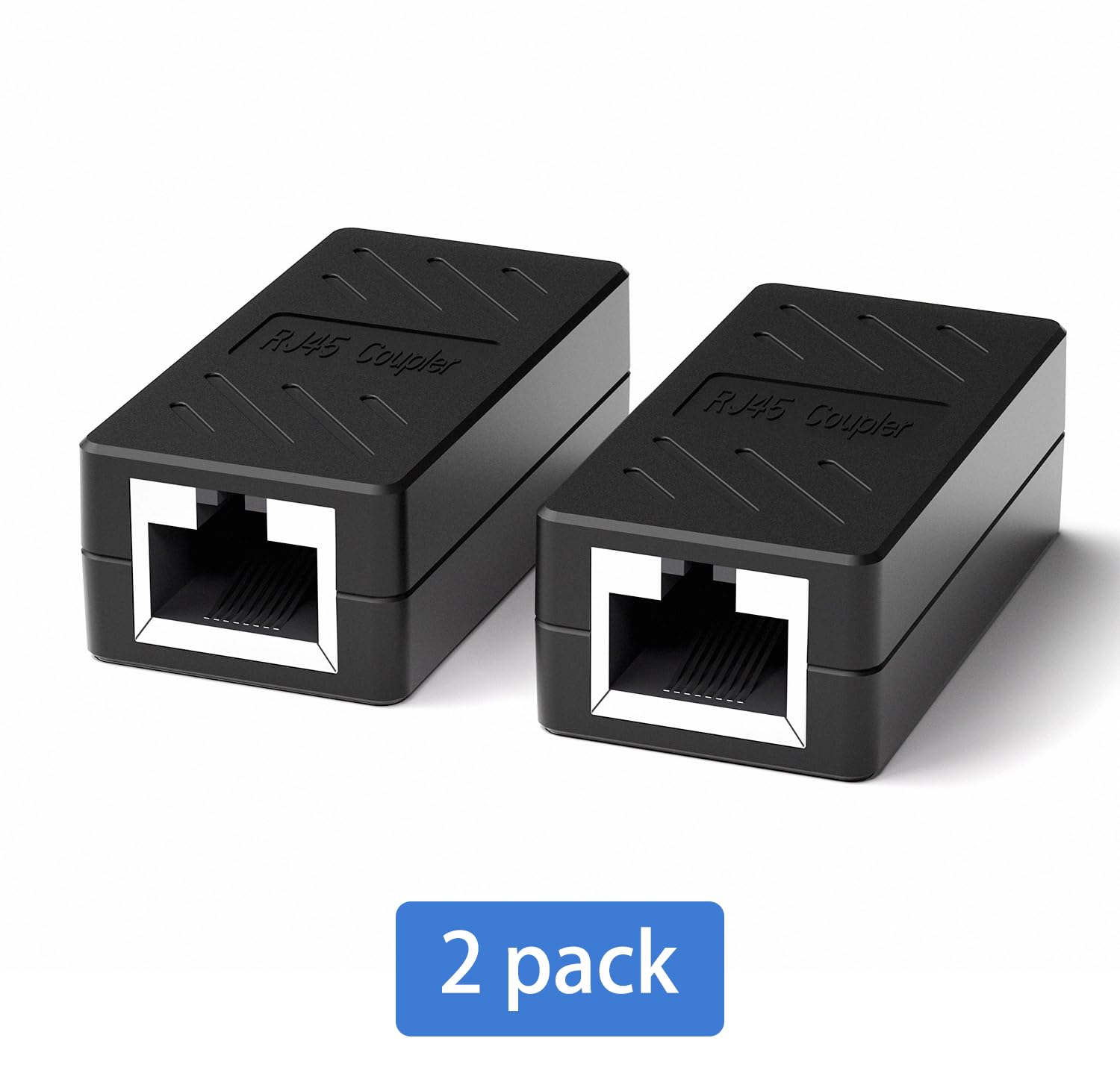 RuiPuo RJ45 Coupler Ethernet Cable Extender Adapter LAN Connector in Line Coupler Female to Female in Line Coupler for Cat5/Cat5e/Cat6/Cat7 Ethernet Cabler (Black 2 Pack)