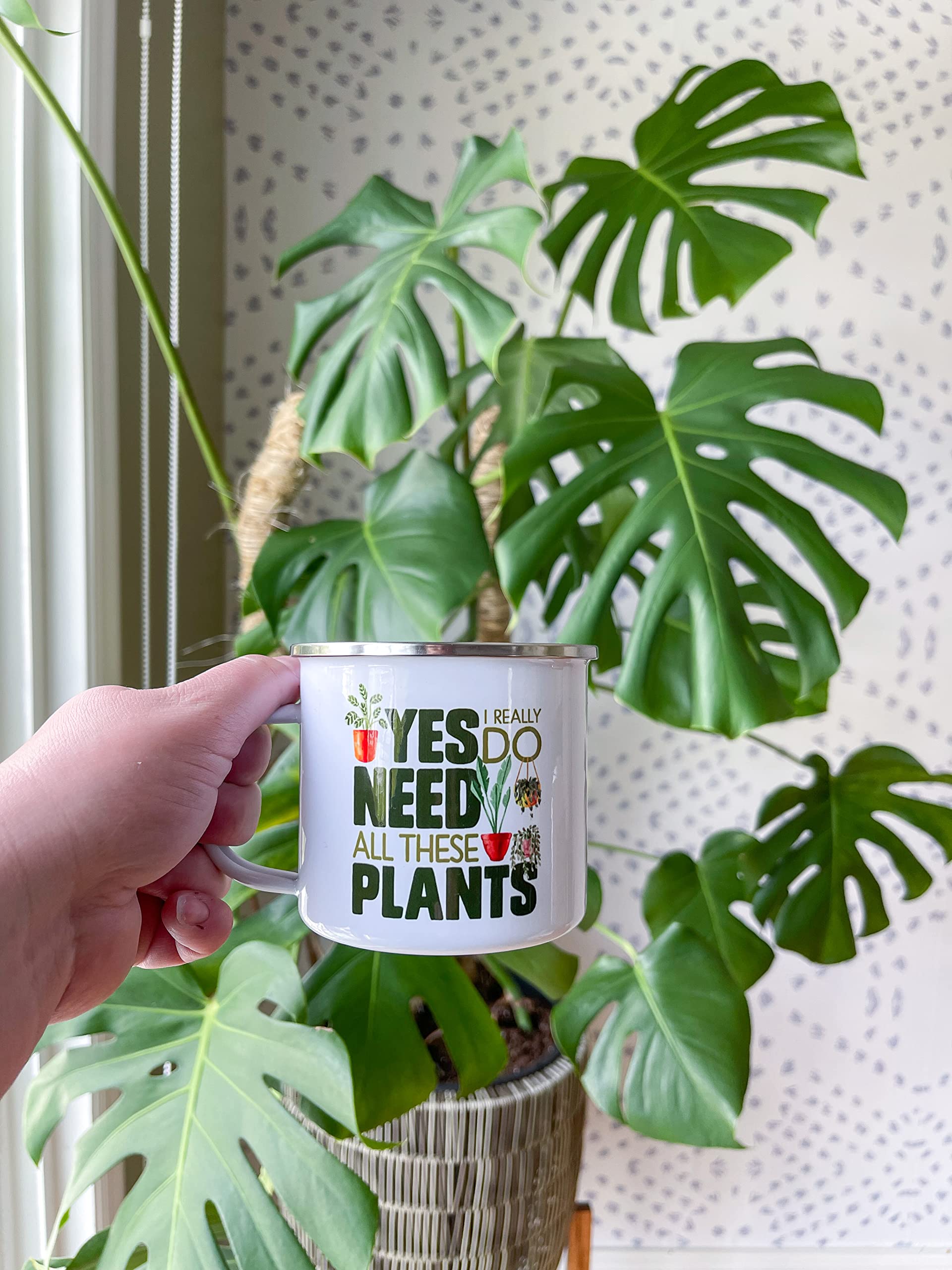 Plant Lover Campfire Coffee Mug, Houseplant Tea Camping Cup, Gardner Landscape Green Thumb Gifts, Yes I Really Do Need All These Plants (12oz)
