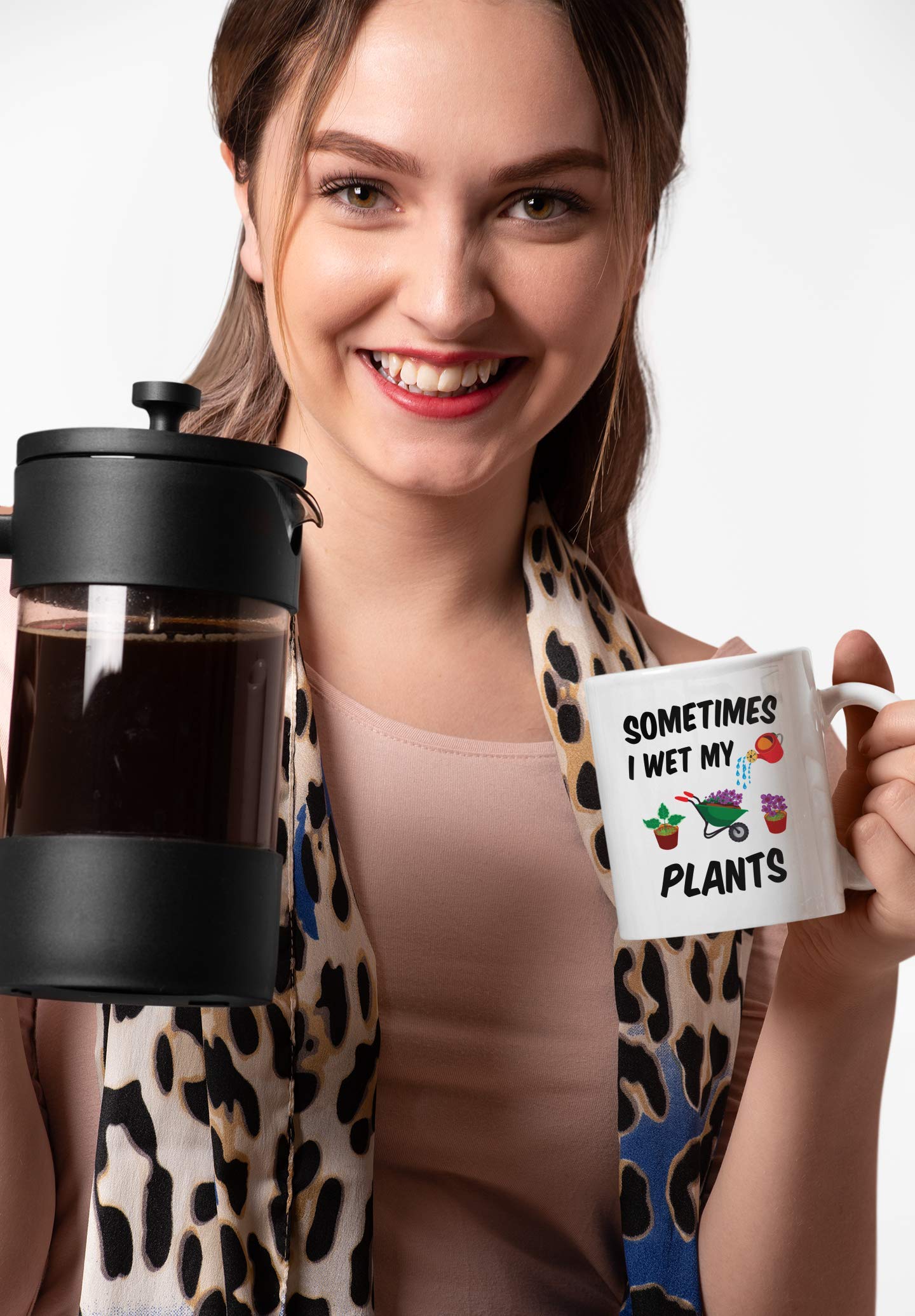 Plant Lovers Gifts. Gardening 11 Ounce Coffee Mug for Gardeners. Sometimes I Wet My Plants. Gift idea for Mom or Dad. (White)