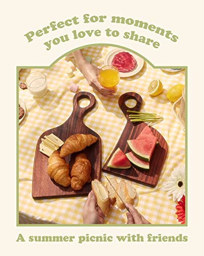 Perfect Anniversary, Wedding, Housewarming Gifts for The Couple - 2 Piece Solid Wood Cutting Board Set with Handle for Kitchen - Decorative Serving Charcuterie Board by We Made