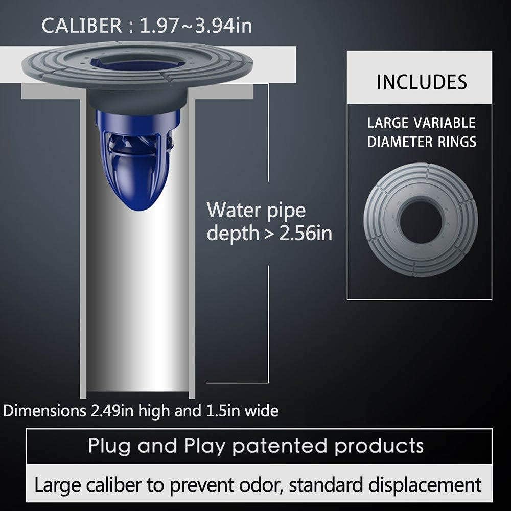 Shower Drain Floor Drain Backflow Preventer Magnetic Levitation One-Way Drain Valve Fast Drainage Shower plug Insert Drain Plug Fit for Tube Depth 2.56-4.13in (Caliber(2-3.9in),Depth 3,15in)