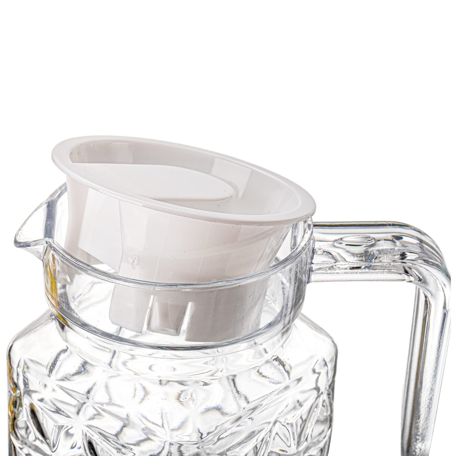 Peohud 2 Pack Acrylic Pitchers, 37oz Clear Plastic Pitcher with Removable Lid, Transparent Juice Jug Water Pitcher for Iced Tea, Sangria, Lemonade, Cold or Hot Beverages, BPA-Free and Shatter-Proof