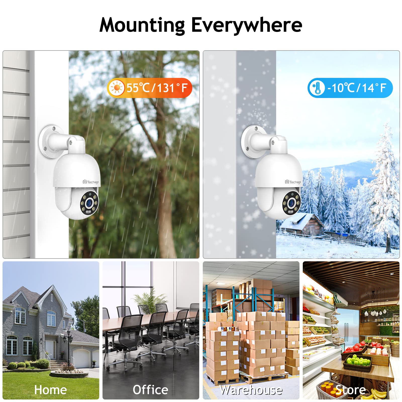 Techage 4K POE Camera Outdoor,8MP 3840 x 2160p@15fps Bullet IP Security Camera,Sportlight Human Motion Detection,Color Night Vision, Compatible with NVRs,2 Way Audio, Cloud/SD