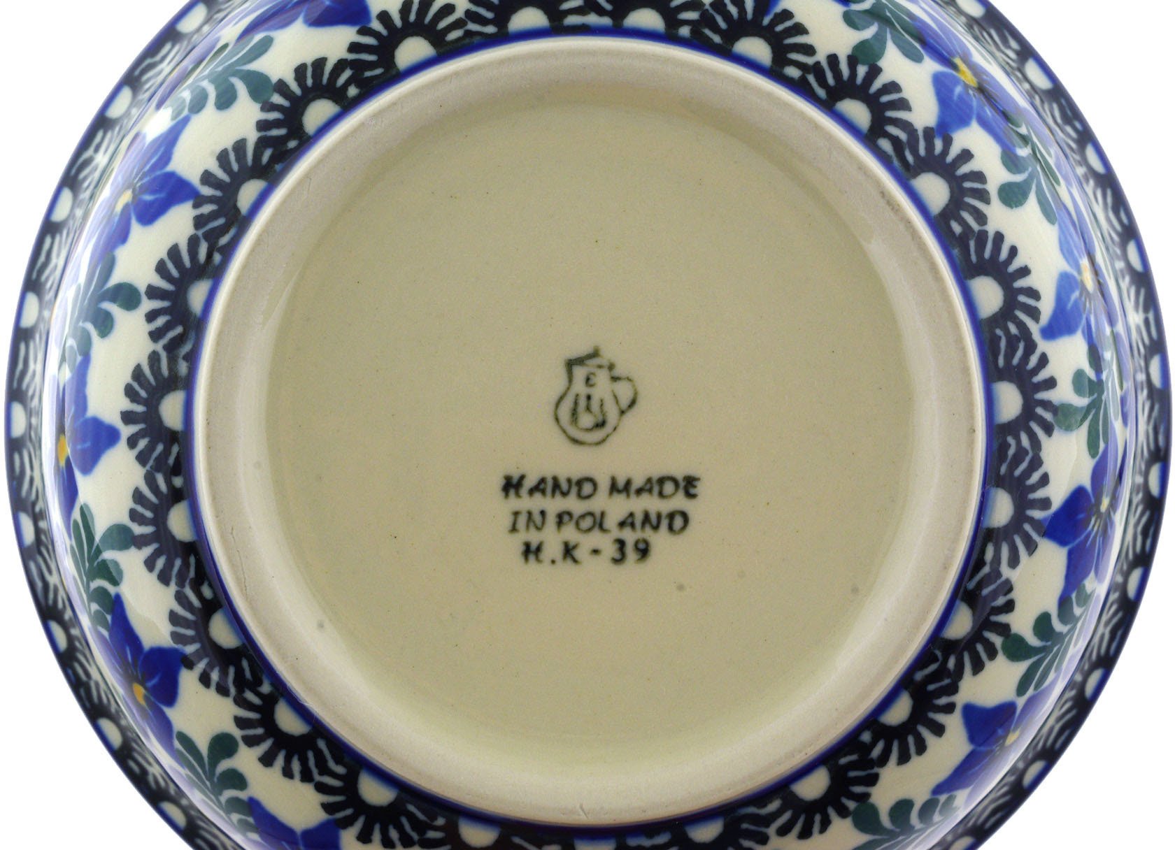 Polish Pottery Bowl 6-inch made by Ceramika Artystyczna (Blue Violets Theme)