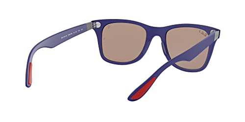 Ray-Ban RB4195M Scuderia Ferrari Collection Square Sunglasses, Matte Dark Blue/Chromance Polarized Grey Mirrored Blue, 52 mm