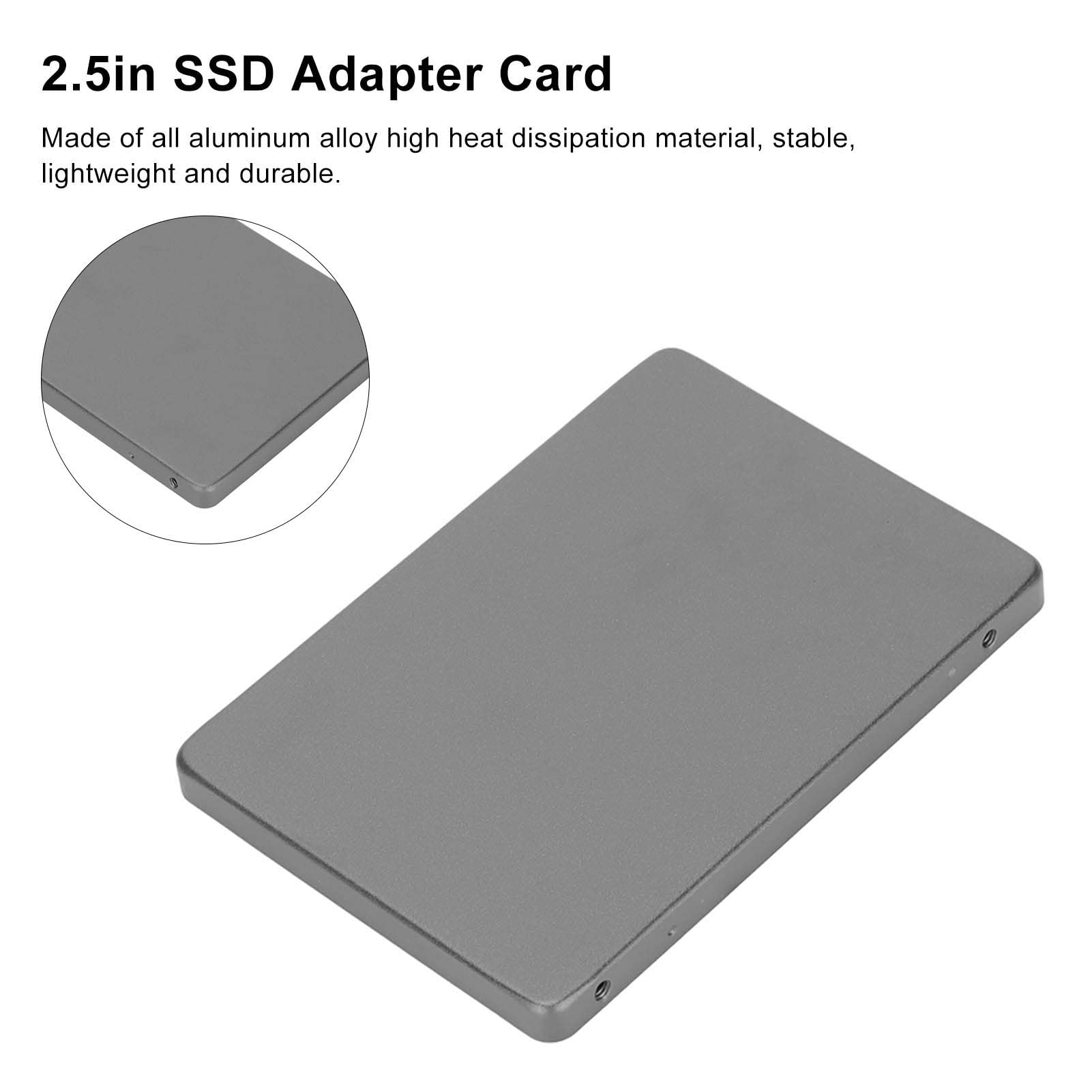 Shanrya SSD Adapter Case, Lightweight Aluminum SSD Adapter case with high Heat Dissipation, 6Gbps Data Transfer Home from Office Computer Grey