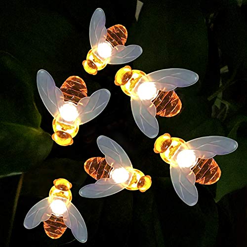 Joiedomi Solar String Lights 21ft 30 LED Waterproof Simulation Bees Decor for Christmas Home Party Garden Patio Xmas Outdoor Decor