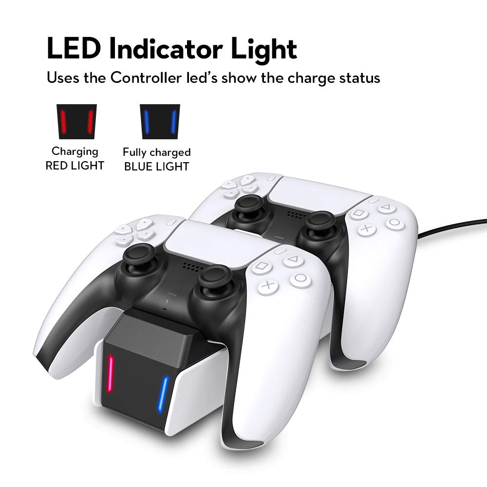 PS5 Controller Charger Station for Men Dad Boyfriend PS5 Fast Charging Station with Fast Charging Playstation 5 Dual Controller Charging Stand for DualSense Charging Station Black