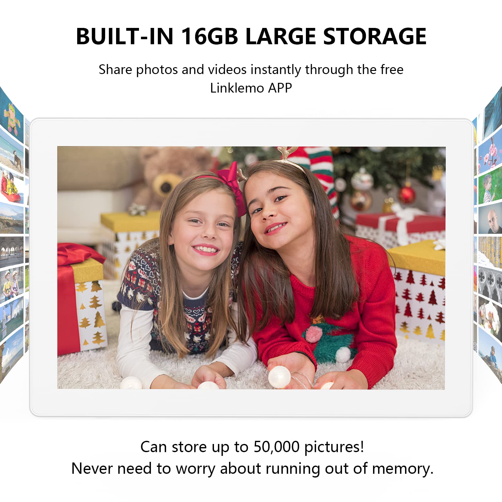 WiFi Digital Photo Frames 10.1 Inch Smart Digital Photo Frame 1920x1080 Touch IPS Screen Electronic Photo Albums with 16GB Storage Easy Setup Share Photos Video via App Auto-Rotate