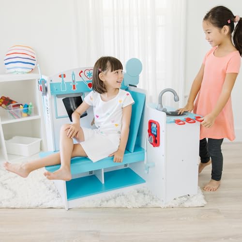 Melissa & Doug Wooden Get Well Doctor Activity Center - Waiting Room, Exam Room, Check-In Area - FSC Certified