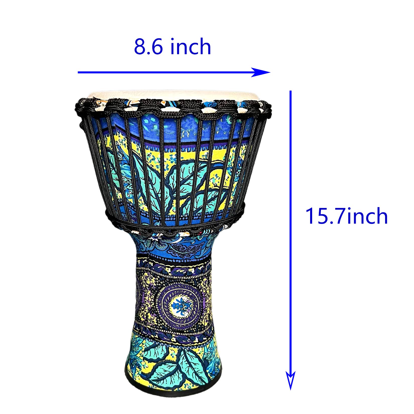 RUOSWTE 8.5 "Djembe Drum, Bongo Drum, Percussion Music, Sheepskin Drum Face, Professional Tuning, Hand Drum(Maple Blue)