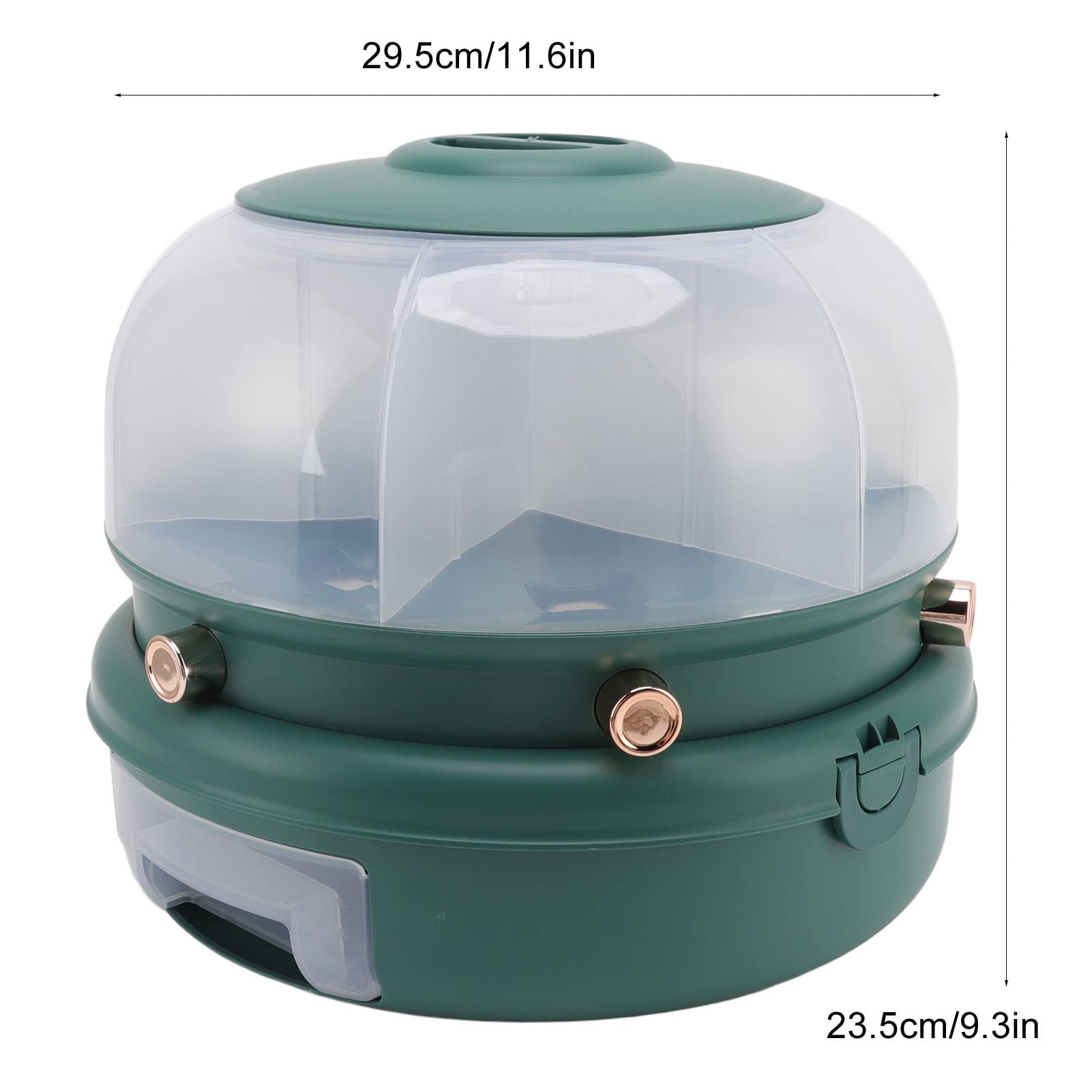 Mumusuki 4kg Rice and Grain Storage Container, Single Layer 6 Grids 360° Rotating Food Dispenser Airtight Food Storage Container for Grain, Sugar, Flour, Rice, Nuts, Snacks (Dark Green)