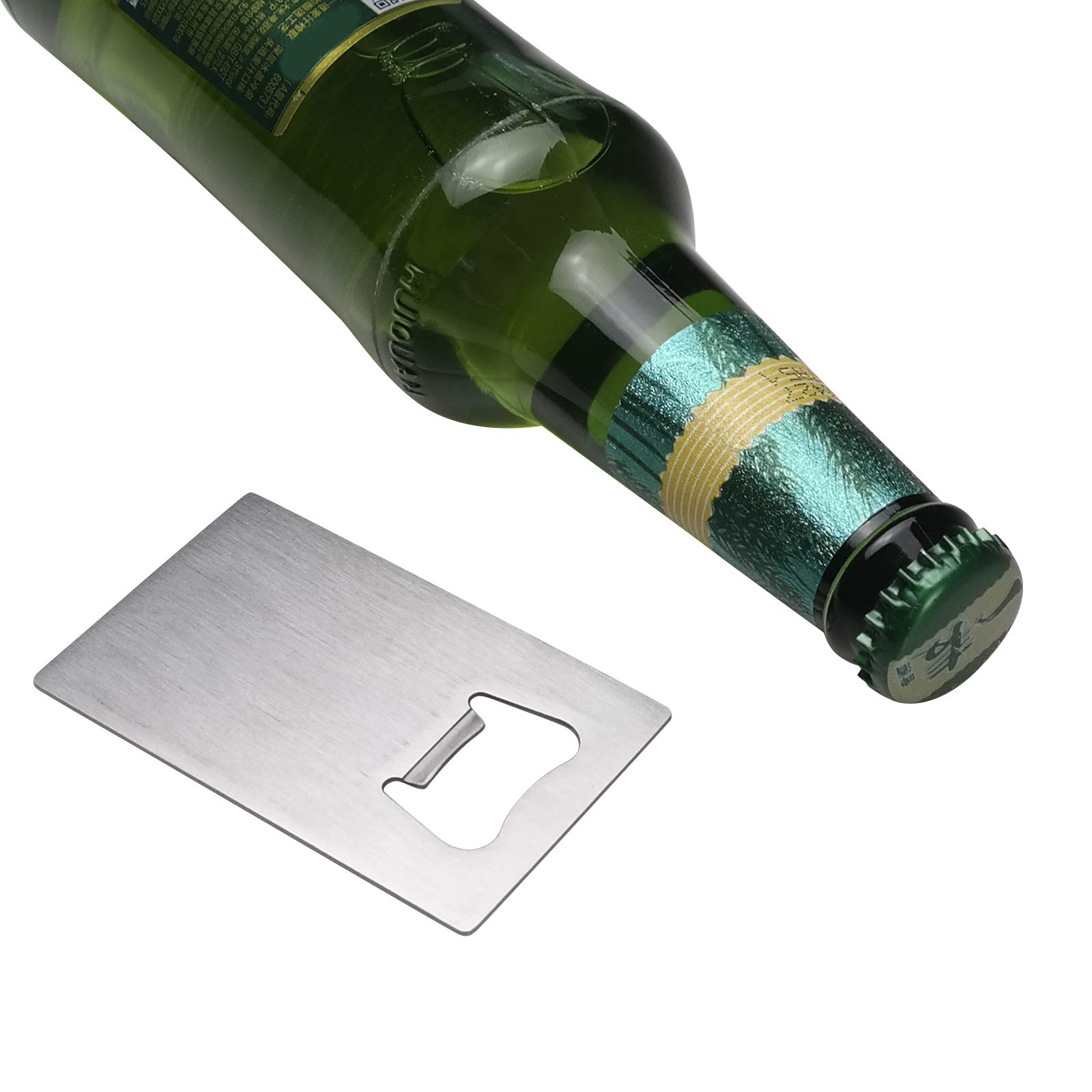 Ponpong Stainless Steel Credit Card Beer Bottle Openers, 10 Pieces