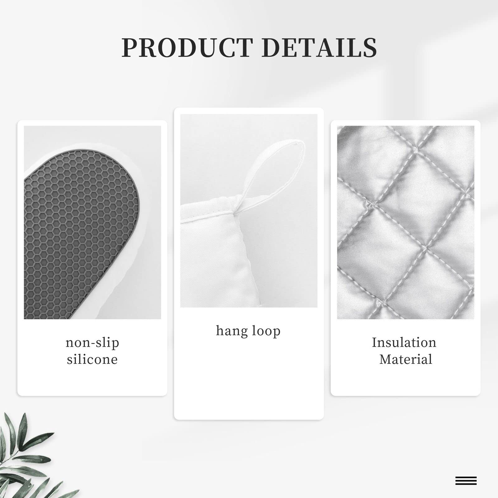 Oven Mitts and Pot Holders Marble White Gold Silicone Kitchen Accessories Set of 4 Heat Resistant Long Gloves Potholder Non-Slip Grip for Chef Cooking,Baking,Grilling,BBQ