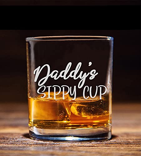 NeeNoNex Daddy's Sippy Cup Old Fashion Rocks Glass Funny New Dad Gifts Birthday Fathers Day Gift