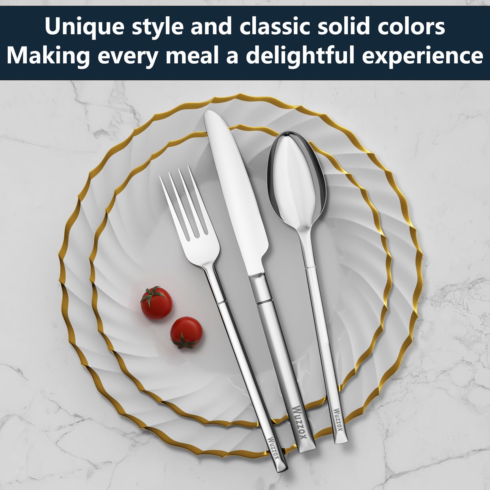 Wuzzox 20-Piece Silverware Set, 18/10 Stainless Steel Flatware Cutlery Set Service for 4, Silverware Mirror Polished Dishwasher Safe for Home, Restaurant, Wedding, Party, Hotel
