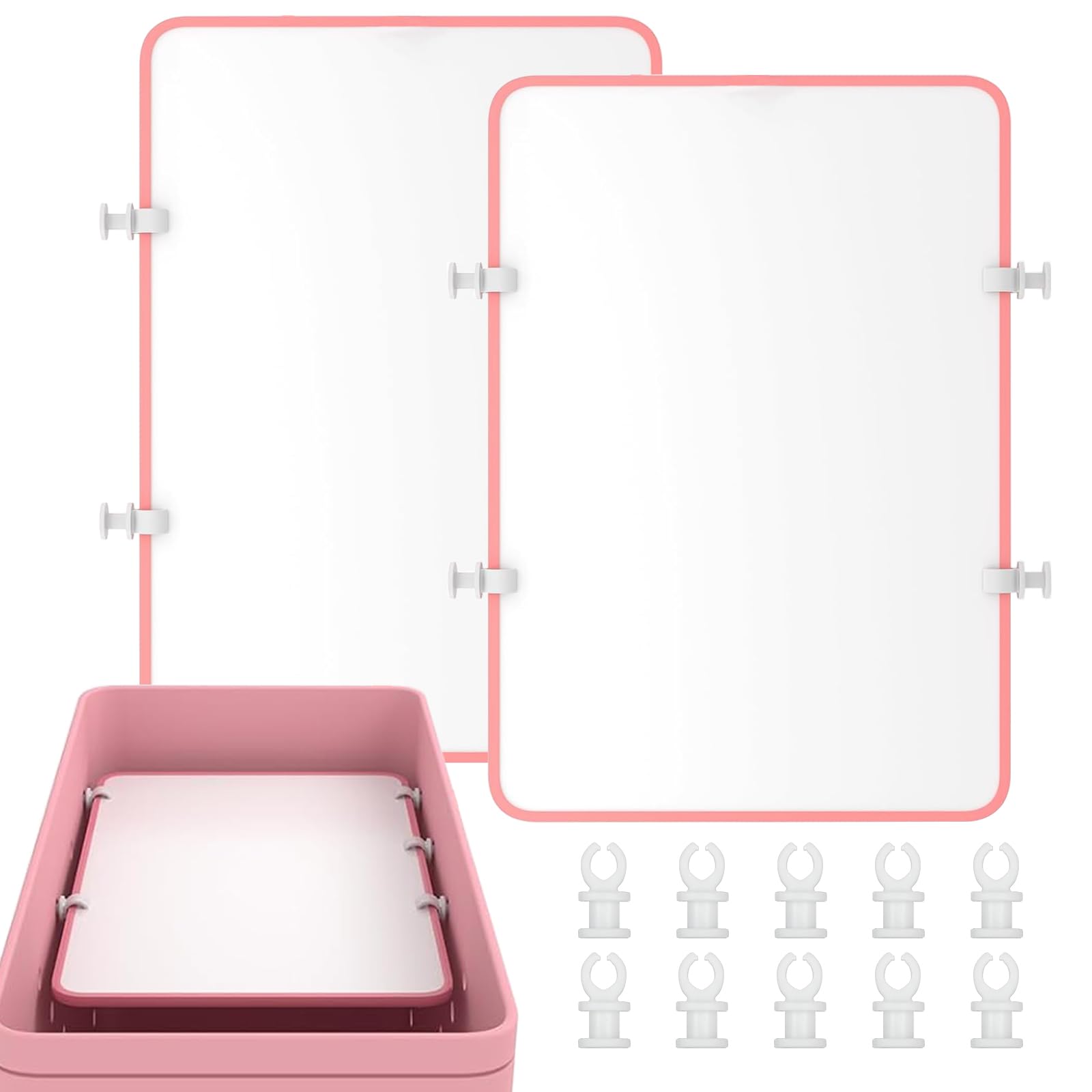 Raymall 2pcs Divider Tray for Bogg Bag, Inserts Dividers for X Large Bogg Bag Accessories Inserts, Large Simply Southern Tote Bag Divider Tray Compatible with Original Bogg Bag Divider (Pink+White)