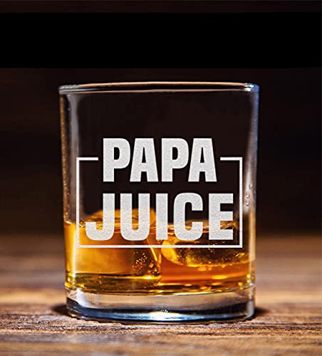 NeeNoNex Papa Juice Whiskey Glass - Funny Birthday Retirement Fathers Day Gift for Grandpa Papa