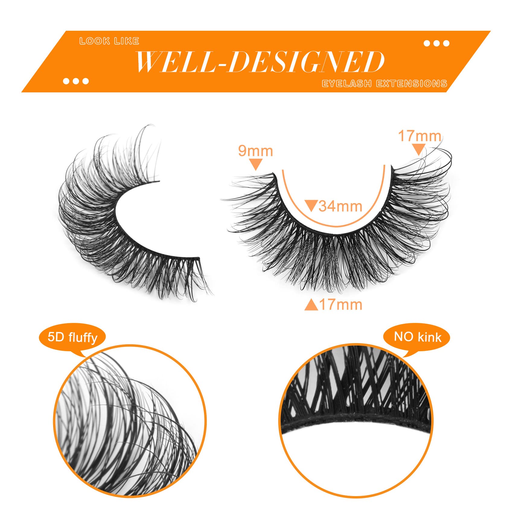 Russian Strip Lashes Fairy Fluffy Natural Look Wispy zanlufly Mink Lashes Cat Eye D Curl that Look Like Eyelash Extension Reusable False Eyelashes Pack