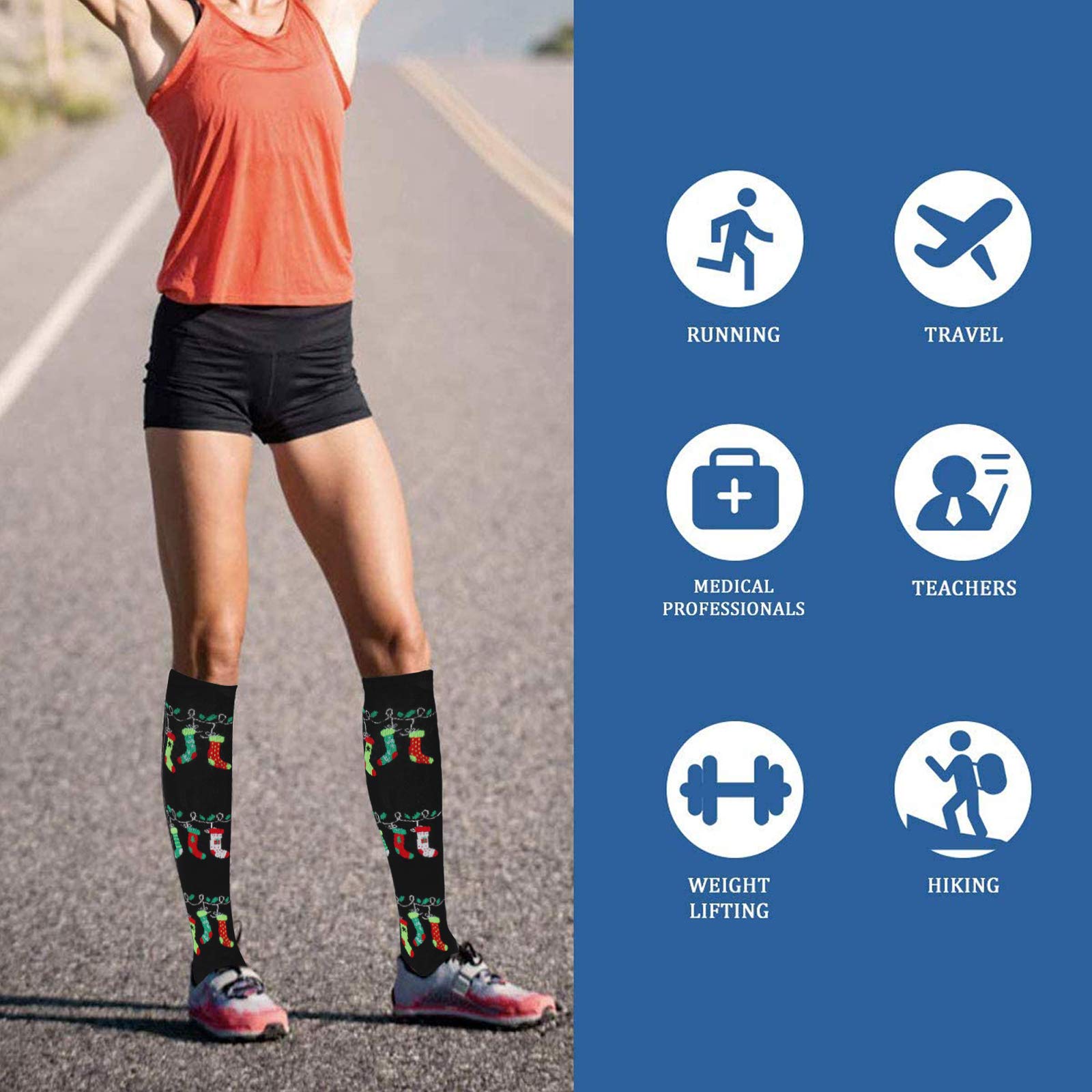 LighSele 6 Pair Compression Socks for Women & Men, Knee High Compression Socks 20-30 mmHg for Nurses, Travel, Pregnancy, Christmas(S/M)
