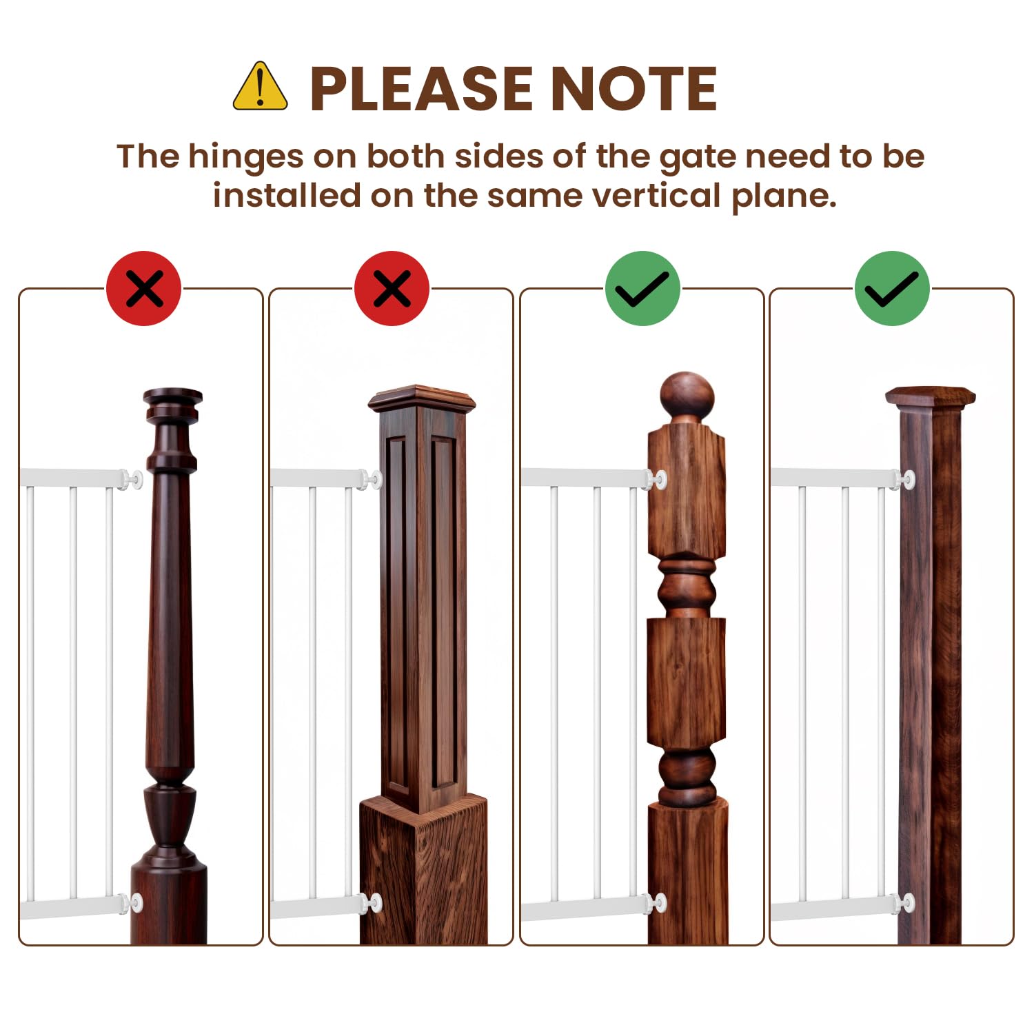 Mumeasy Baby Gate for Stairs, 29.6"-46" Pressure Mounted Pet Gate with Walk Through Door, Auto Close Dog Gate for House, Stairs, Doorways
