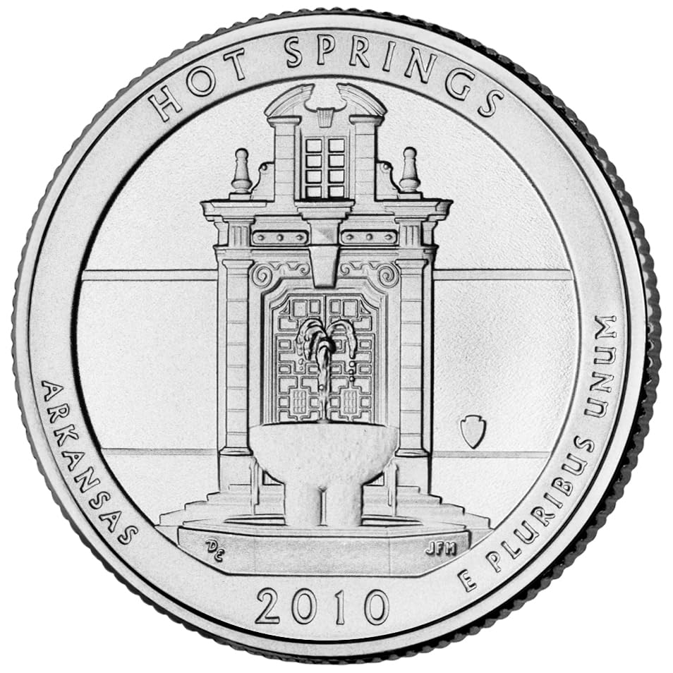 US 2010 Arkansas Hot Springs National Park BU Uncirculated Quarter Coin Magnetic Golf Ball Marker Antique Brass Finish Divot Tool