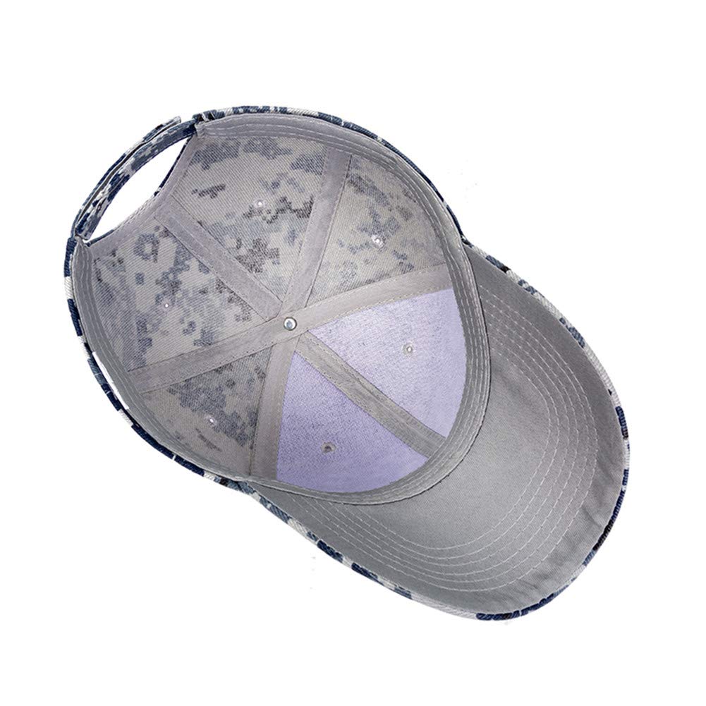 Men Army Camouflage Camo Cap Casquette Hat Climbing Baseball Hat Hunting Fishing Desert Hat Strapback Hat (Blue)