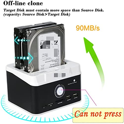VIBY USB 3.0 to SATA Dual Slots Hard Drive Docking Station with USB 2.0 Hub and Card Reader for 2.5 3.5 Inch HDD SSD SATA