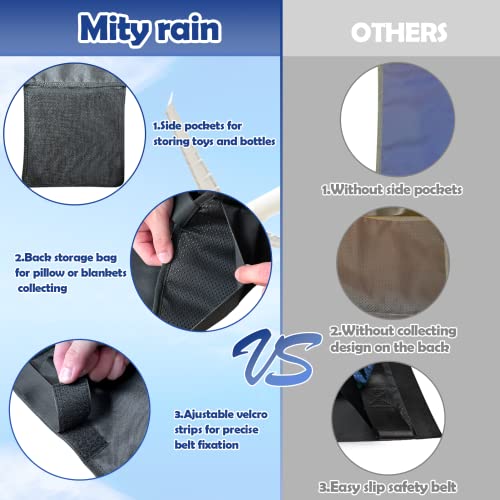 Mity rain Airplane Seat Extender for Kids, Portable Footrest, Baby Airplane Bed with Side Pockets, Flying Travel Essentials with Extended Area 11×4.7 in for Leg Rest & Lie Down(Black)