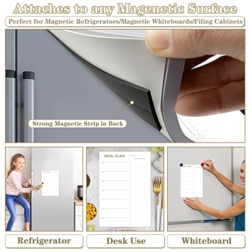 Meal Planner Magnetic for Refrigerator, 7 X 10β Weekly Meal Planning Notepad and Grocery List , Menu Magnet Fridge , 52 Tear Off Sheets