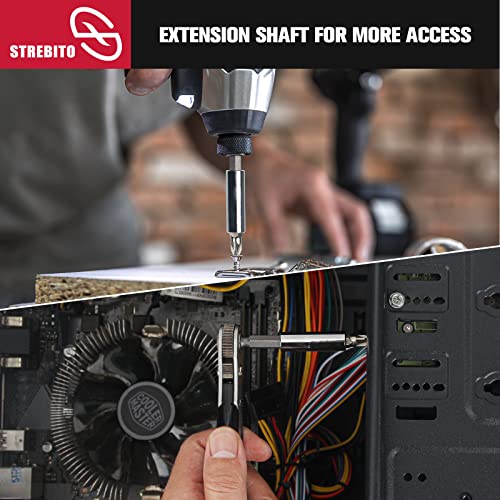 STREBITO Mini Ratchet Set 12-Piece 1/4 Ratchet Right Angle Screwdriver Set Small Ratcheting Wrench 90 Degree Offset Screwdriver High Torque Low Profile Ratchet Angled Screwdriver For Tight Spaces
