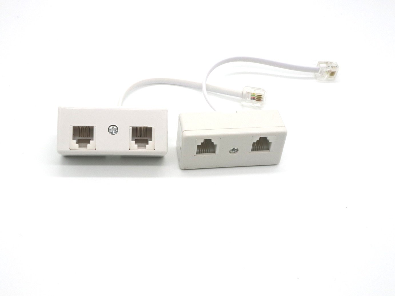 JDYYICZ 2 Pcs 2-Way RJ11 Telephone Plug to RJ11 Socket Adapter and Splitter for Landline Telephone