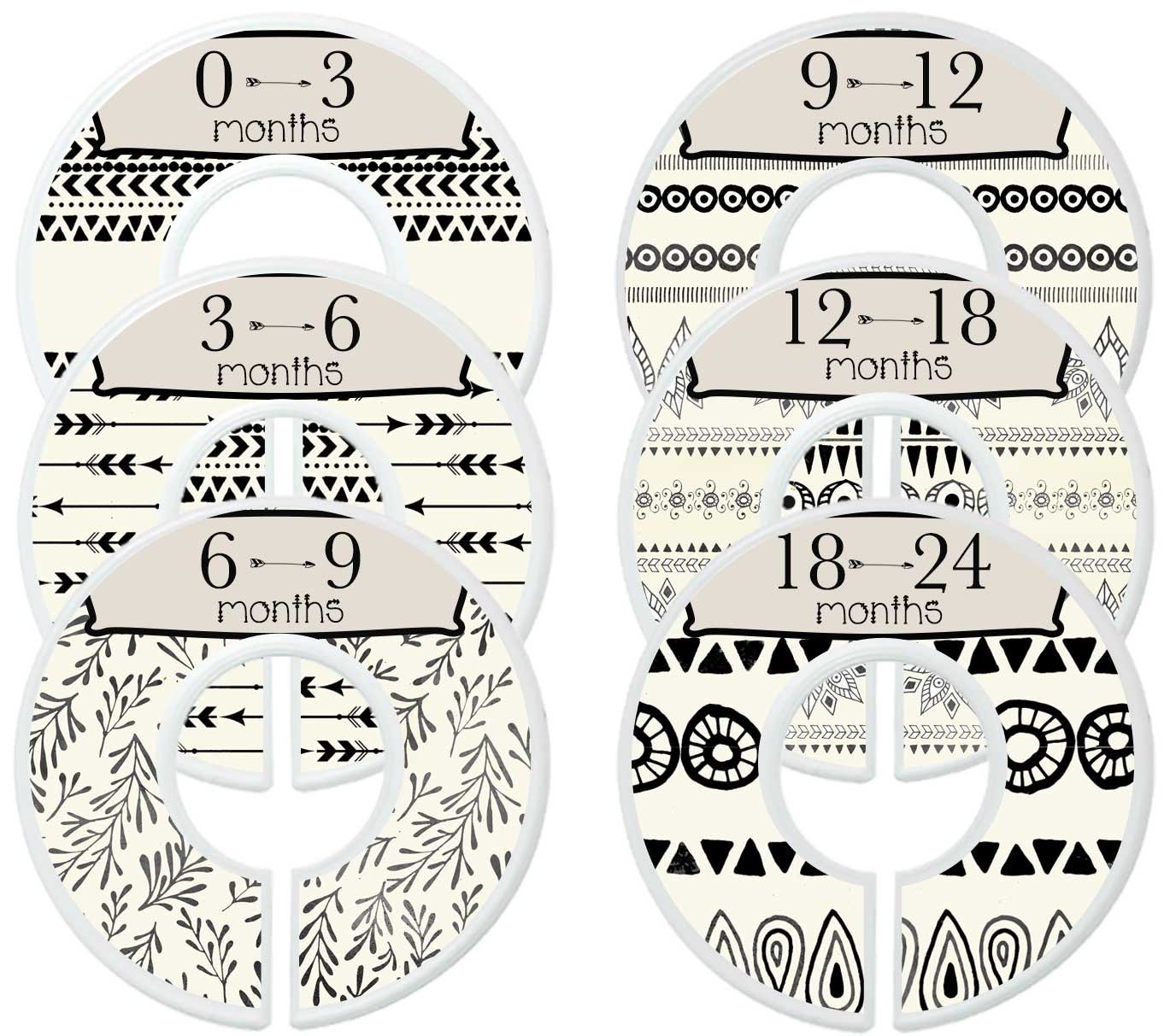 Mumsy Goose Nursery Closet Dividers Closet Organizers Baby Clothes Dividers Monochrome Boho