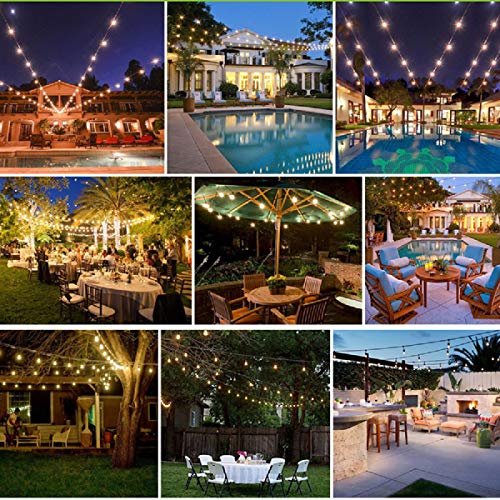 Svater LED Outdoor String Lights 36FT, Patio Lights with 20 Glass Edison Bulbs, Dimmable IP45 Waterproof Outdoor Hanging Globe Lights 2700K Warm White(2 Pack X 18FT)