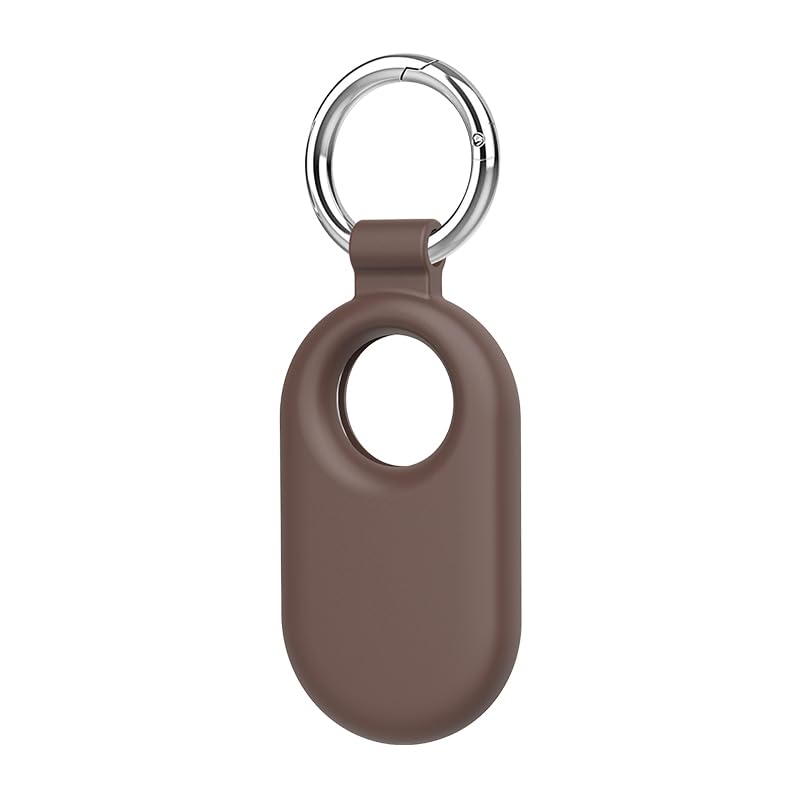 LDSXAY Compatible with Samsung Galaxy SmartTag2 Case, Scratch Resistant Silicone Protective Skin Cover for Galaxy SmartTag2 Case with Key Ring, Soft Touch (Brown)