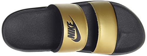 Nike Women's Offcourt Duo Slides (5, Metallic Gold/Black/Black)
