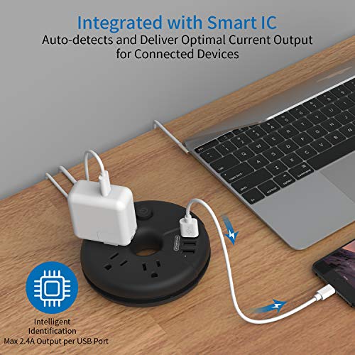 Power Strip with USB Ports Bundle, NTONPOWER Portable Desktop Charging Station with 3 Outlets 3 USB, 5 ft Extension Cord and 25 ft Extension Cord, Compact for Home, Office, Dorm Room, Cruise, Black